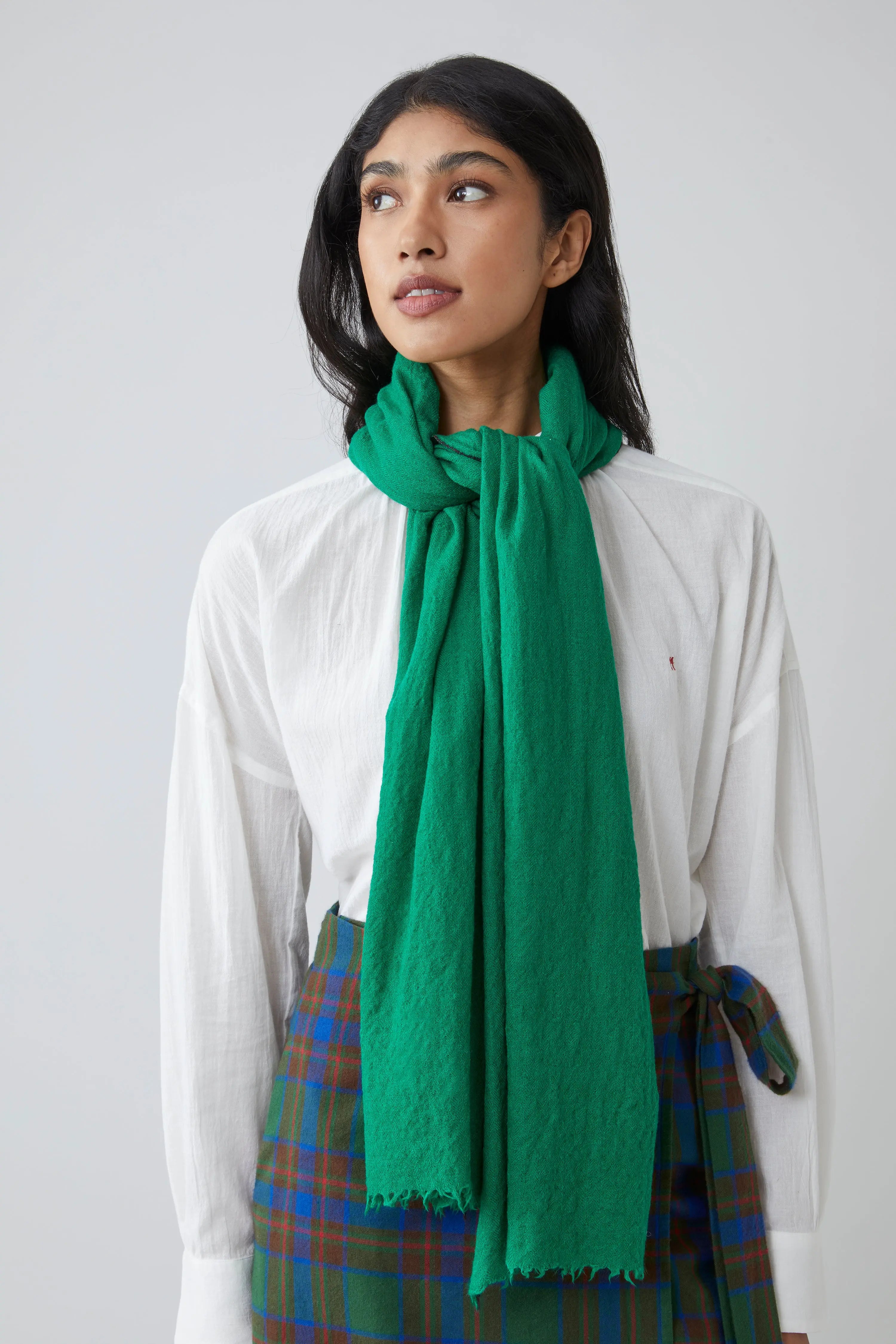Colorama Scarf N°100 | Green | Wool and Cashmere | 70x180cm | Moismont
