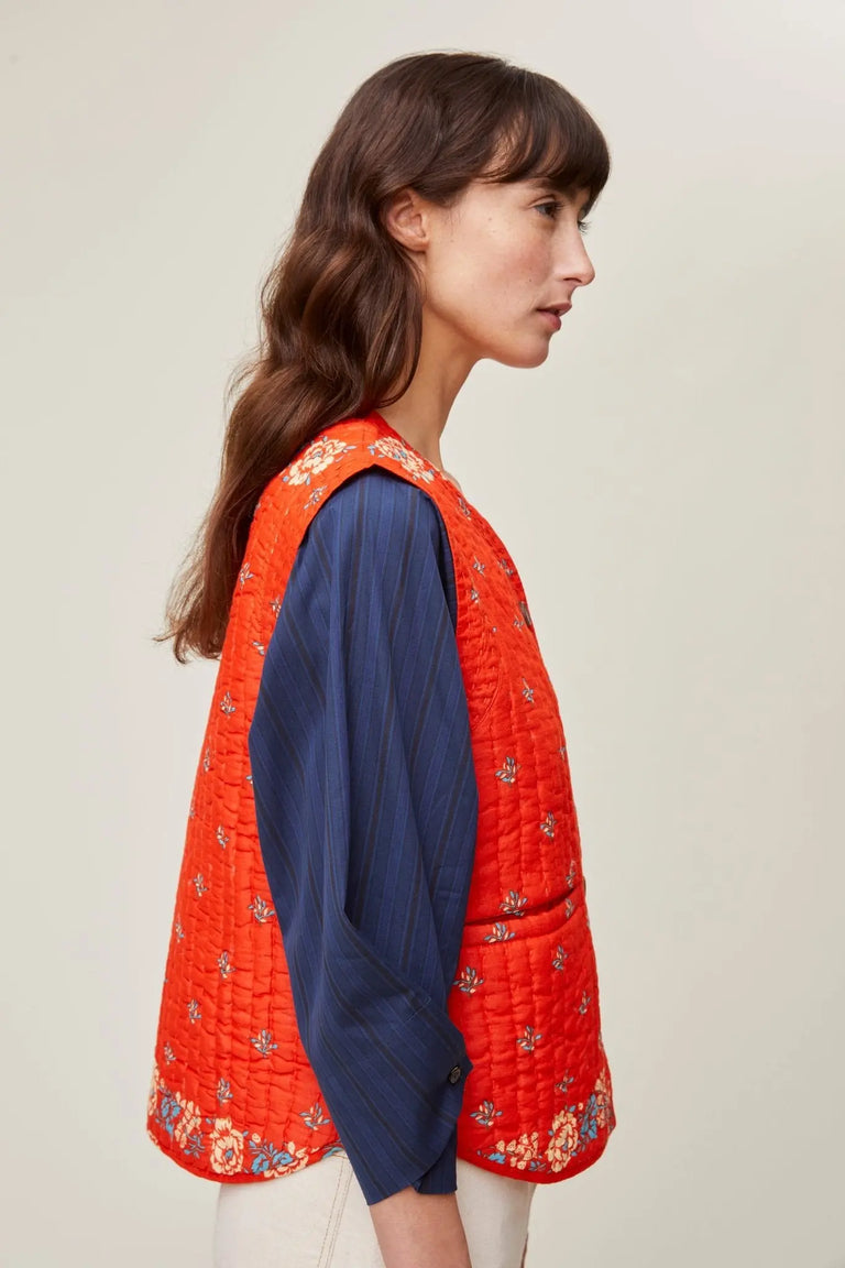 Gilet sans manche femme | Patchwork Poppy Red | Moismont